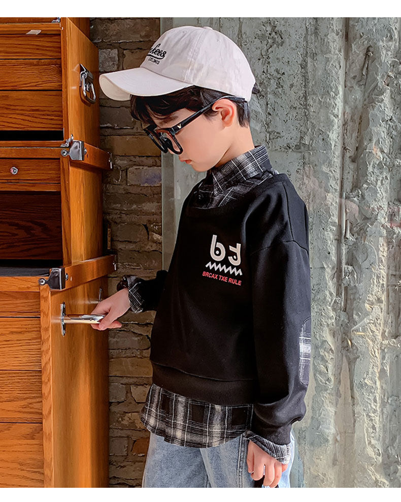 儿童装男童春装卫衣2021新款中大童洋气韩版衬衣假两件男孩春秋季_大小王童装DXWTZTGXZ-A2136 - 货捕头