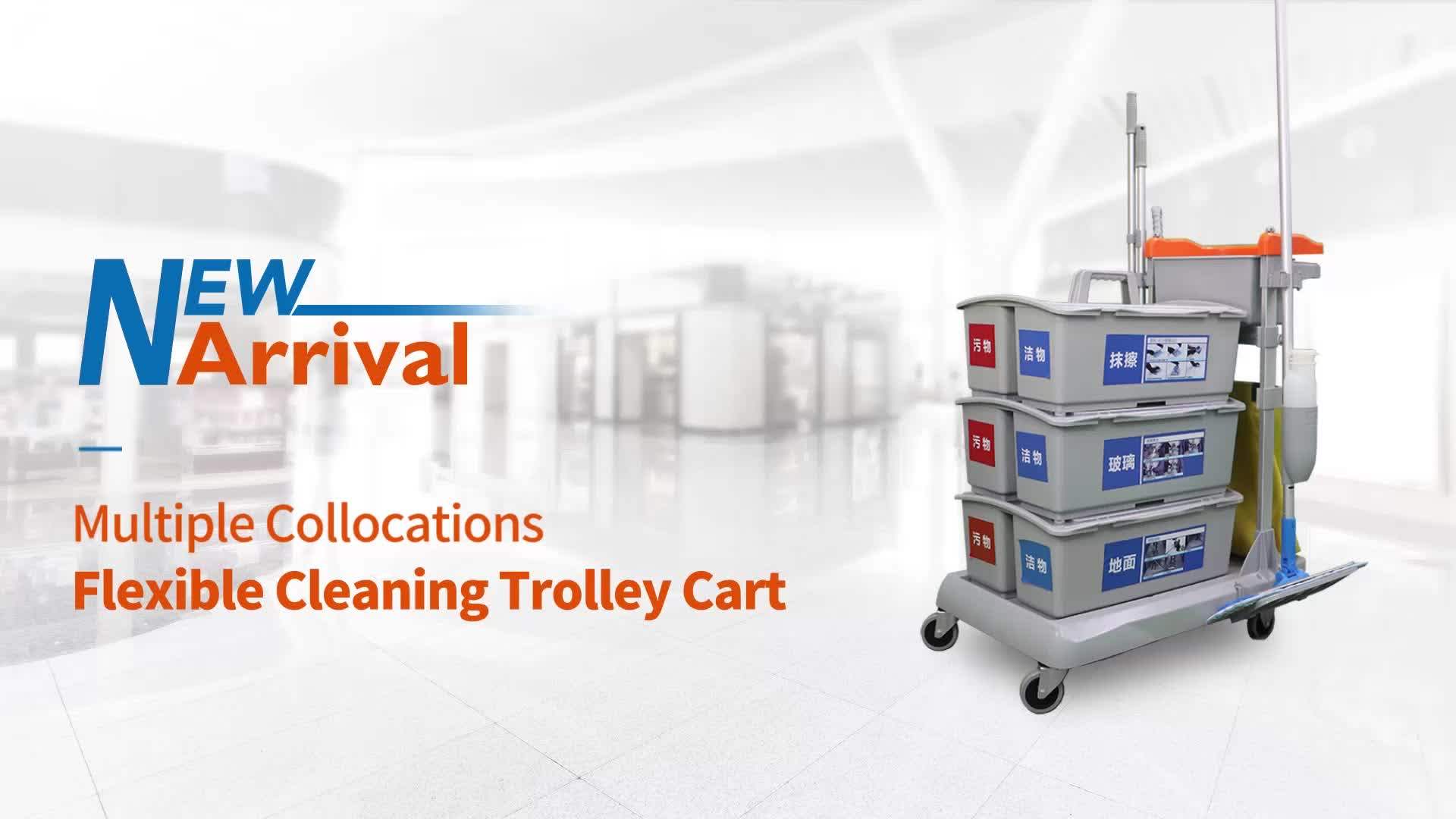 Professional Commercial Multifunction Plastic Cleaning Trolley With ...