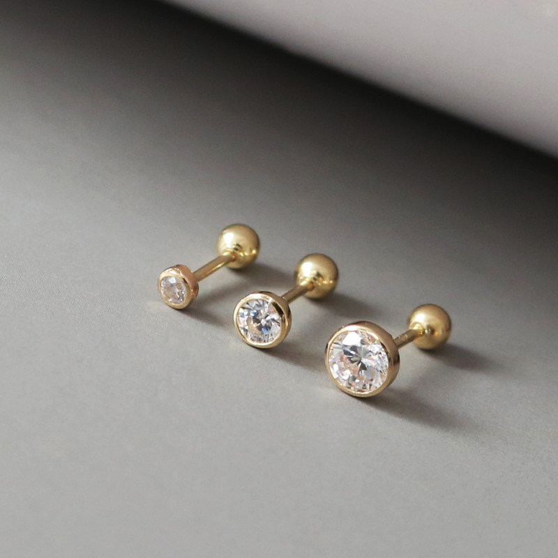 2025 south korea import 14k gold earrings｜pure k gold ball plug ...