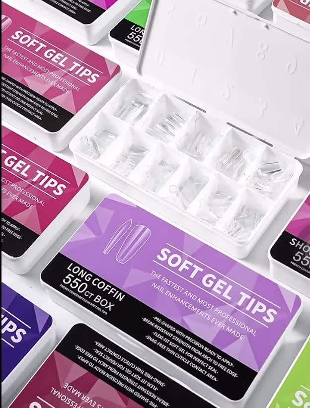 Customized Label Gel-x Nail Tips Set Soft Gel Quick Extension Full ...