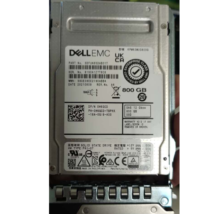 DELL戴爾 EMC 0H5GCD KPM6XVUG800G 0H6GCD 800G SAS 12gb零通電