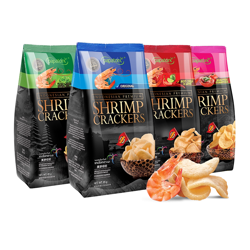 papatonk啪啪通虾片印尼进口海鲜虾片香脆休闲追剧薯片零食85g