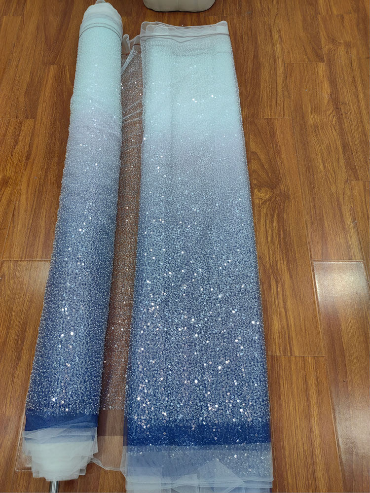 🔥 Gradient light blue starry sky sequined see-through wedding dress ...