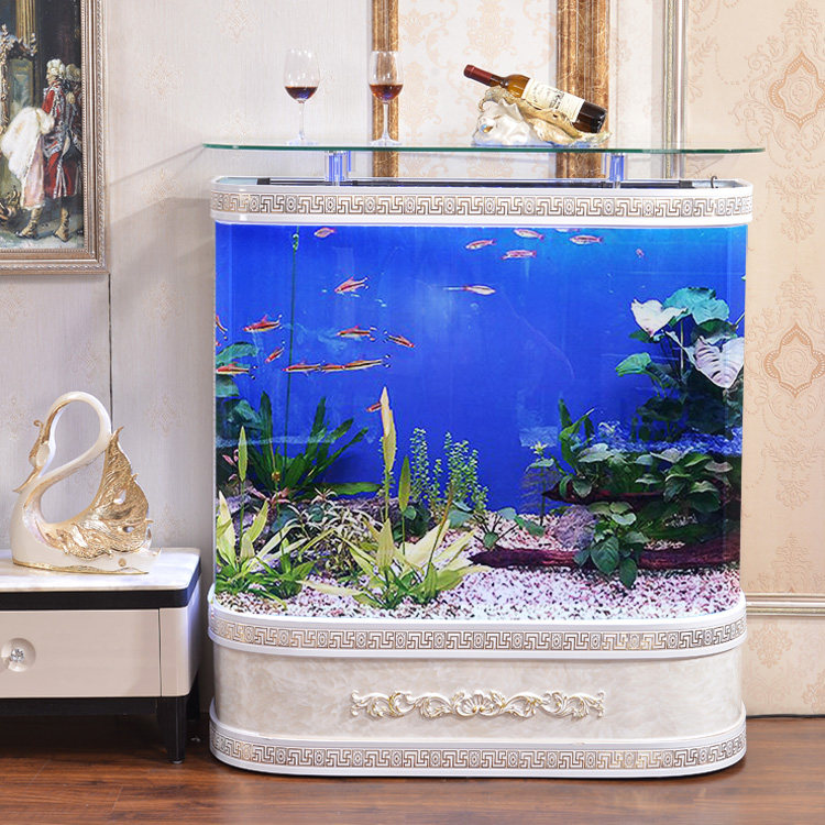 European-style fish tank aquarium living room double circular glass ...