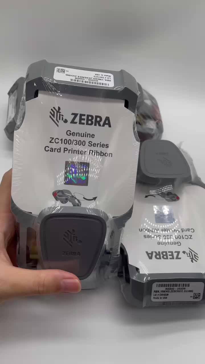Zebra 800300-350em Ymcko Ribbon (200 Prints) For Zebra Zc100,Zc300,And ...