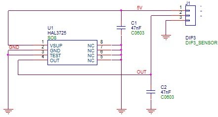 HAL3725 Hall Angle Sensor HAL3725 Evaluation Board Analog Output 0-360 Degree Output 0-