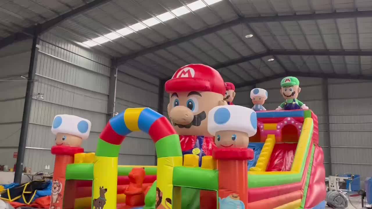 Inflatable Kids Playground With Air Pump Super Mario Inflatable Dry ...