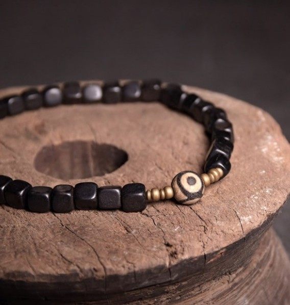 Handmade ebony beads hand string male retro personality female jewelry ...