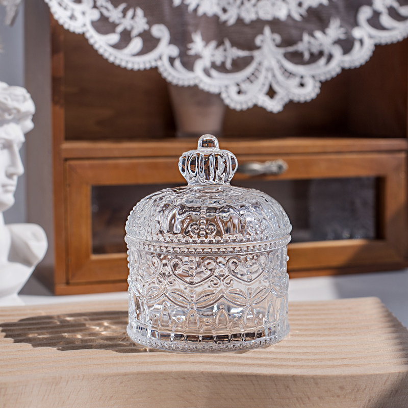Crown embossed creative glass jar: retro luxury, embellish your life ...