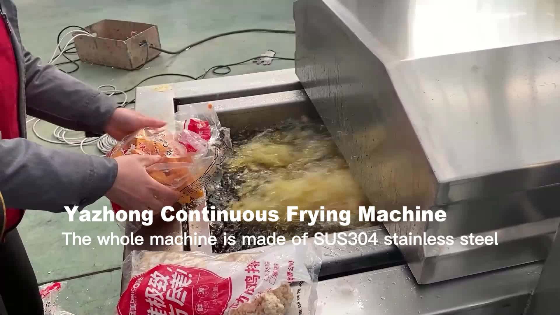 Small Scale Conveyor Belt Automatic Frying Machine Continuous Fryer ...