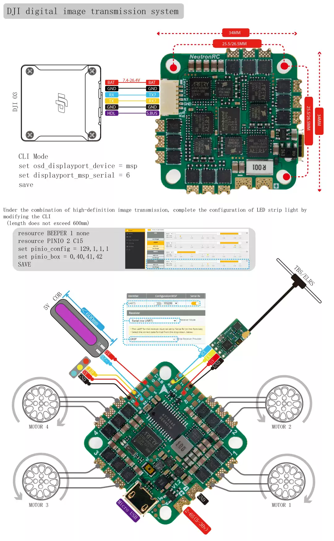 NeutronRC AT32F435 Mini AIO 32位AM32 ESC； ATBETAFLIGHT&AM32