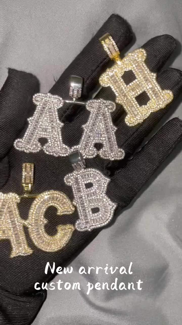 Custom Rapper Initial Letter Pendant Iced Out Cz Bling Charms Letter ...