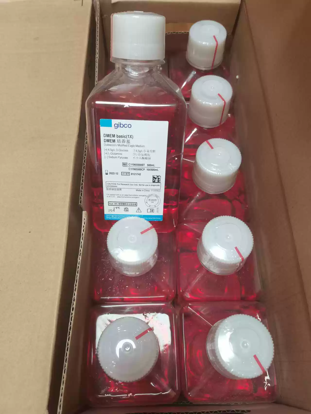 GIBCO DMEM高糖培养基不含丙酮酸钠 500ML实验室用生物试剂