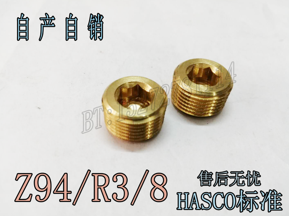 HASCO德标 Z94/R1/8 R1/4 R3/8 锥牙喉塞 斜牙铜堵头 内六角堵头