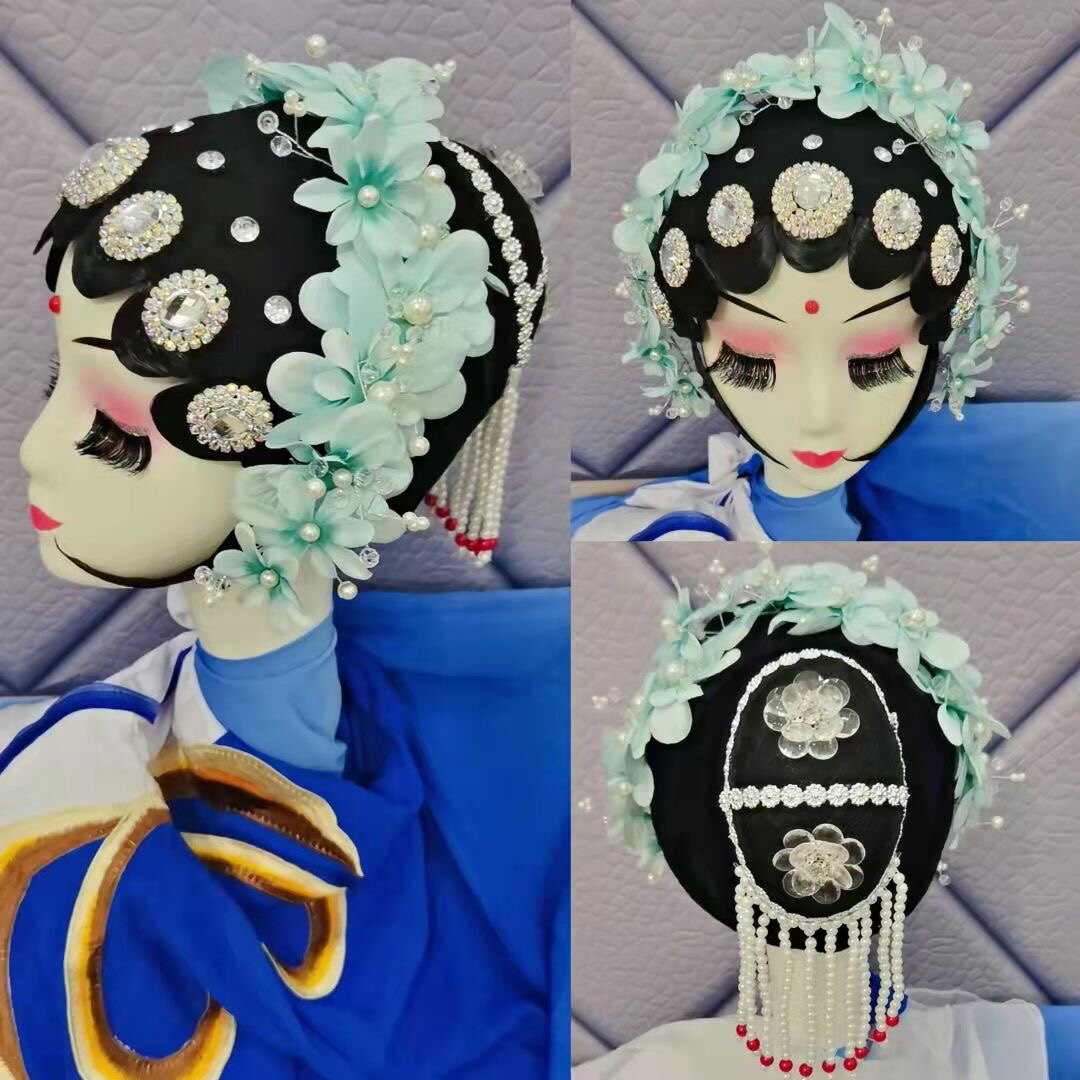 Jinse dance headdress, taoli cup solo dance performance opera hair set ...
