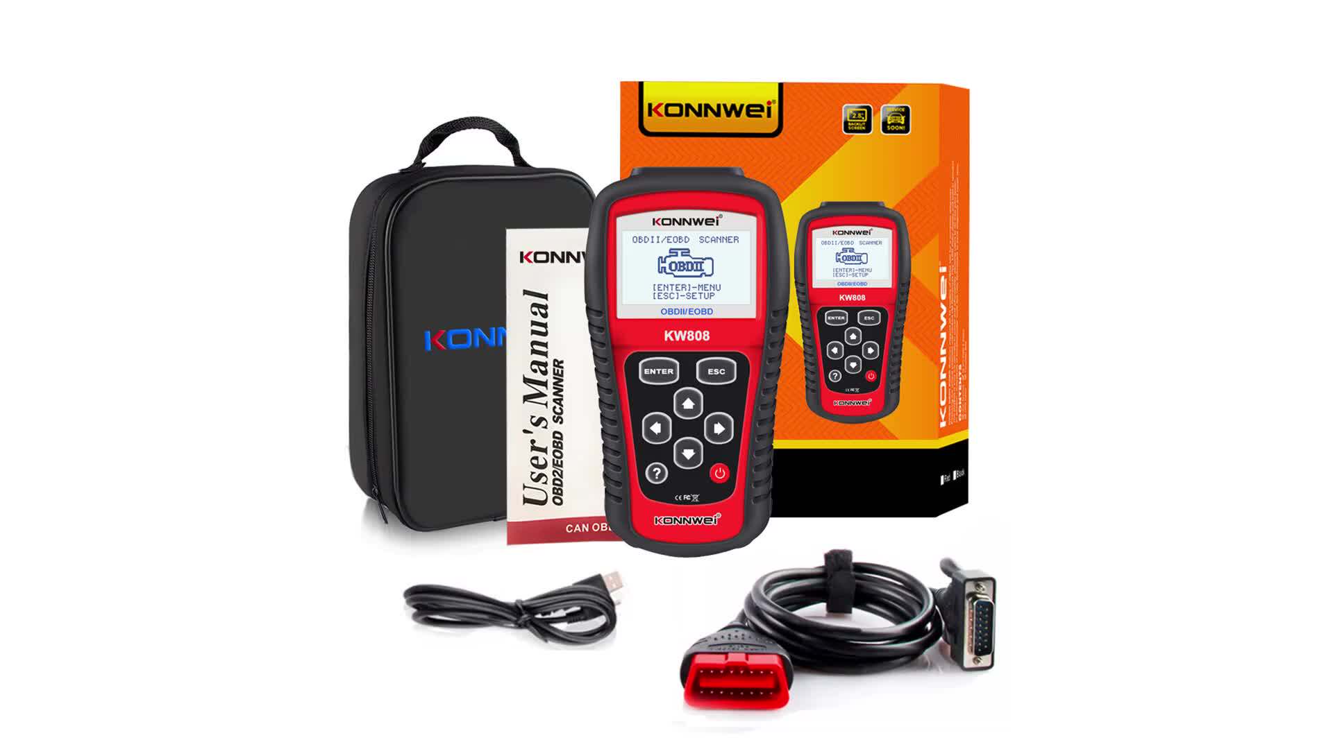 Konnwei Kw808 12v Dc Vehicle Diagnostic Scanner Red Color For Engine ...