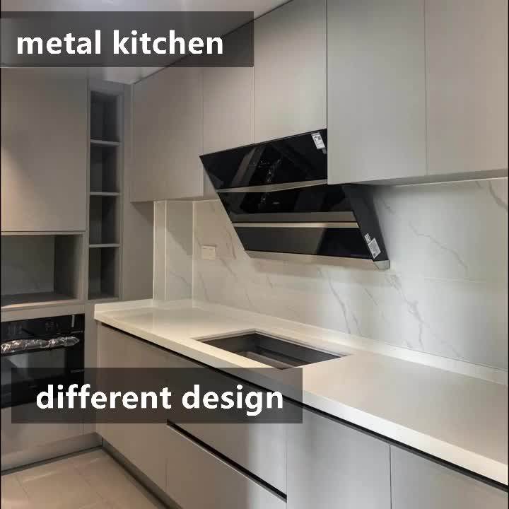 304 Stainless Steel Kitchen Cabinets Full Set Elegant White Kitchen ...