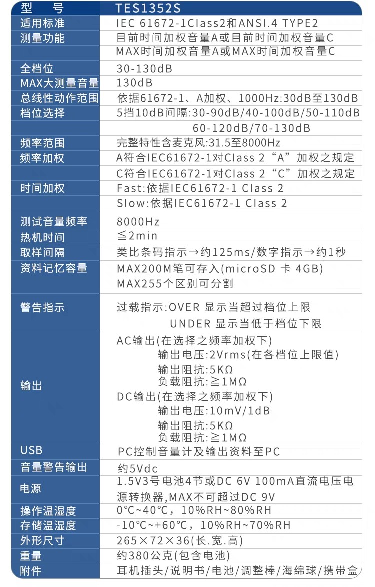 台湾泰仕TES1350A/1350R/1351B/1357/1352S高精度噪音计声级计-阿里巴巴