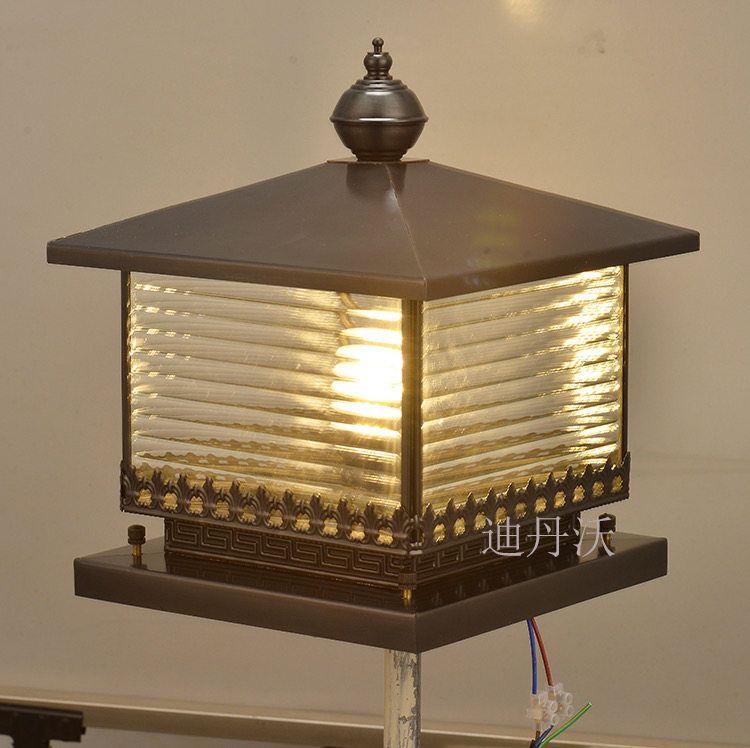 昱捷批发太阳能柱子灯全铜围墙柱头灯大门口柱顶LED灯别墅纯铜灯-阿里巴巴