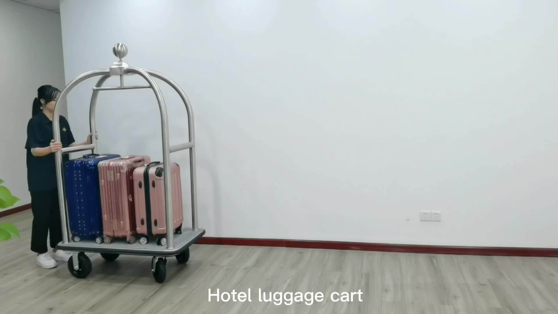 Brushed 304 Stainless Steel Hotel Lobby Birdcage Trolley European Style ...