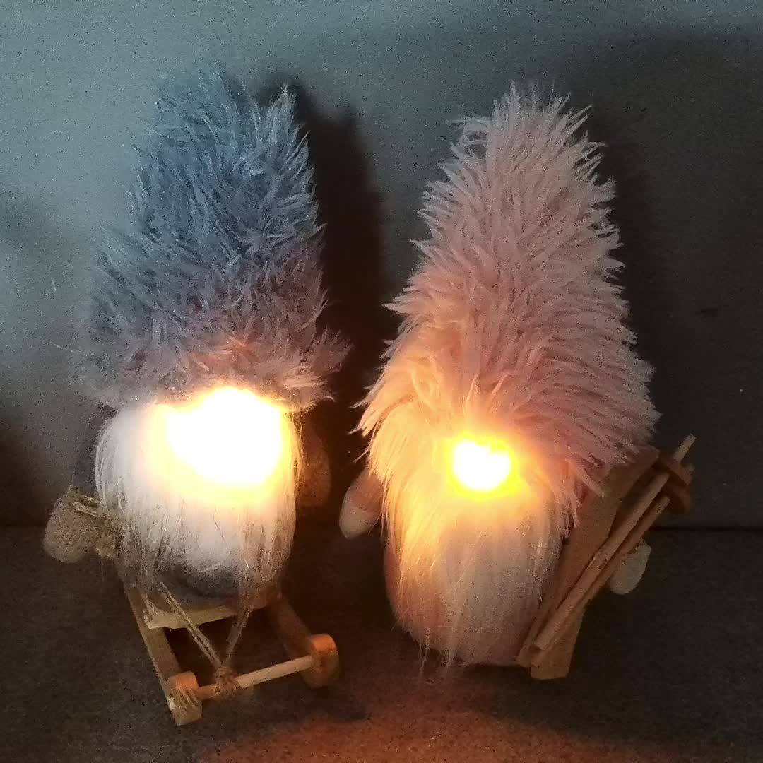 Factory Oem Handmade Christmas Crafts Scandinavian Gonk Small Light Up ...