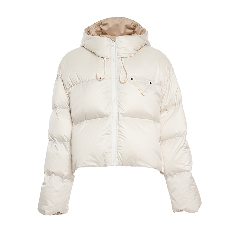 毕索妮BESIONIA2024秋冬新款白鹅绒保暖羽绒服简约白色修身外套