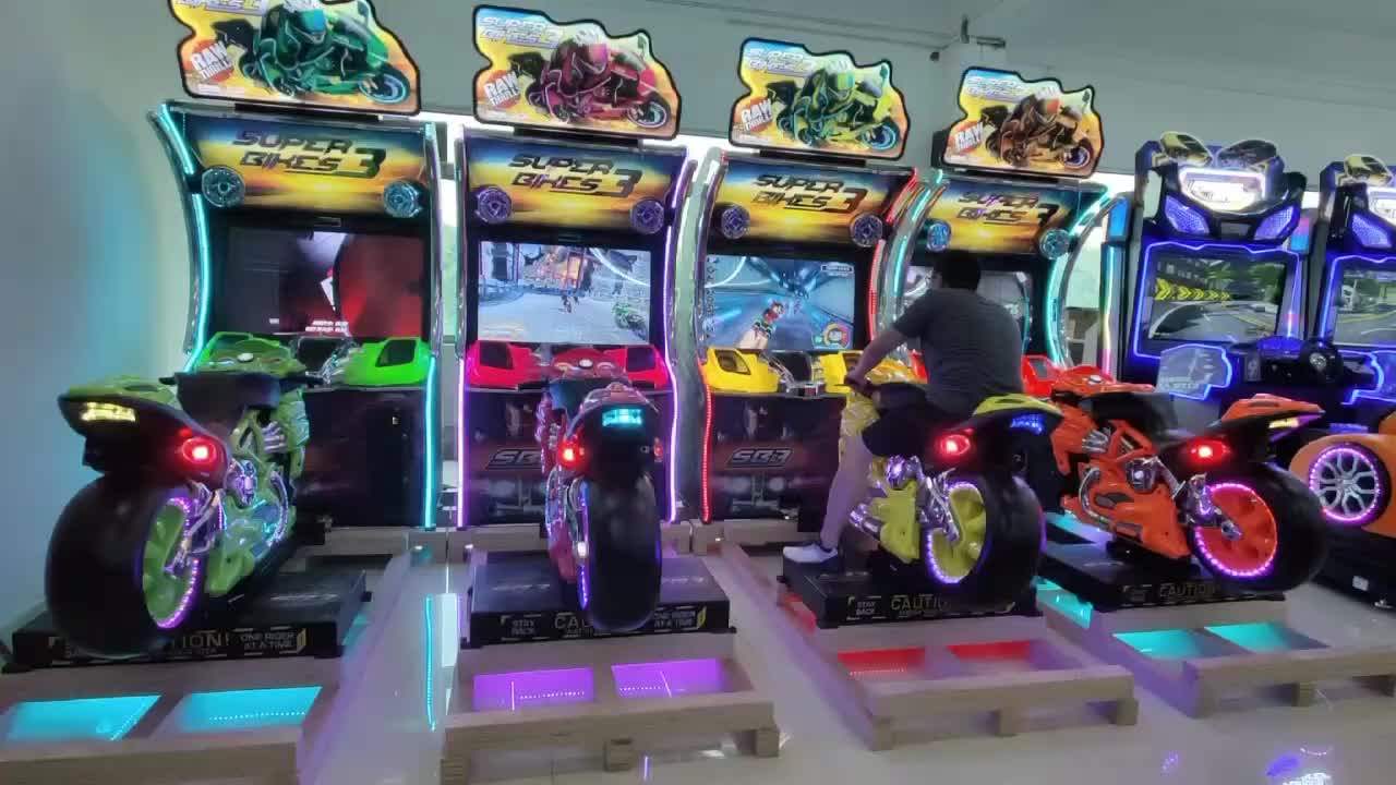 Playfun Amusement Zone Coin Operated Moto Super Bike 3 Video Motorcycle ...