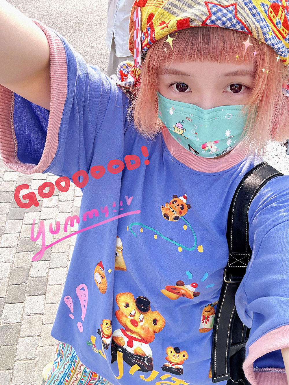 ZZZ Homemade Japanese Vintage Showa Childlike Cute Cookie Printed Blue ...