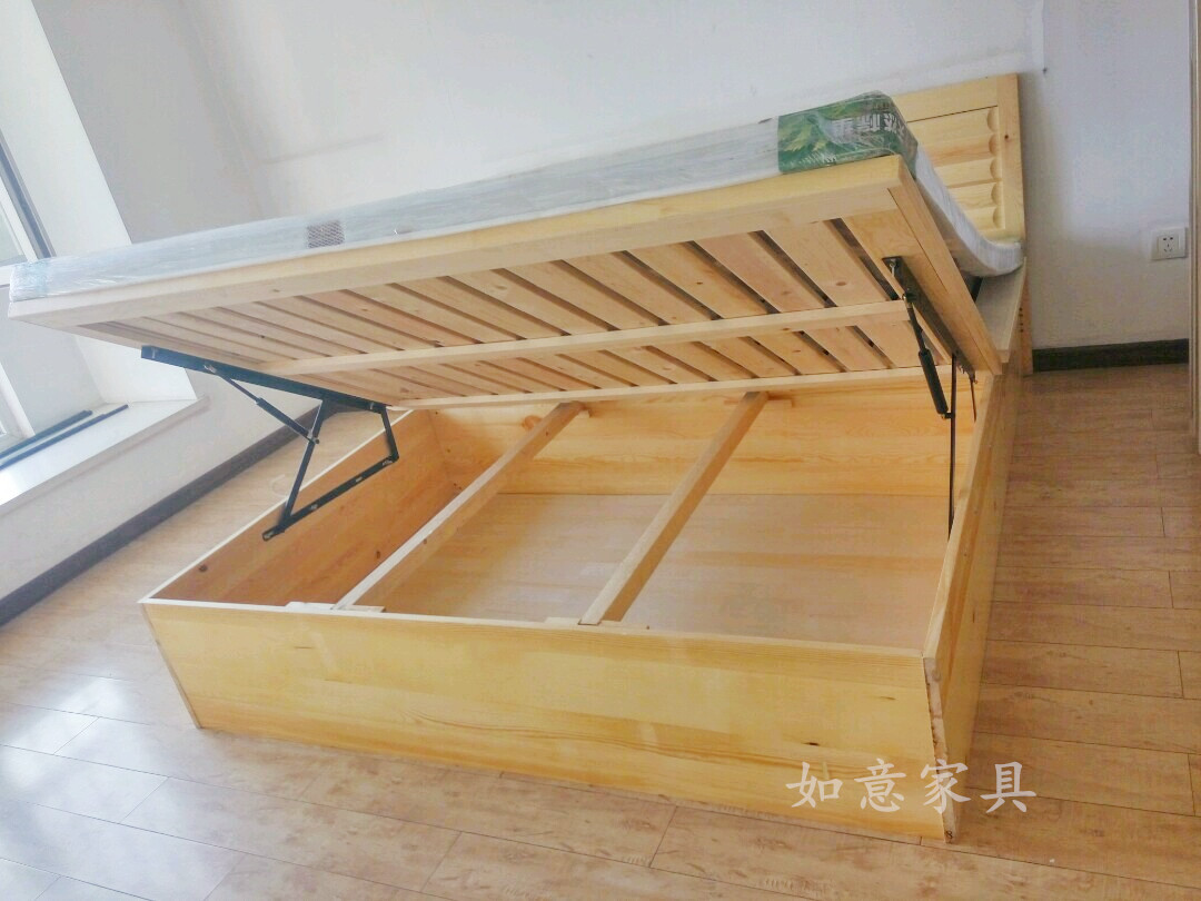 Купить Кровать из массива дерева Твердые высокая кровать деревянная ...