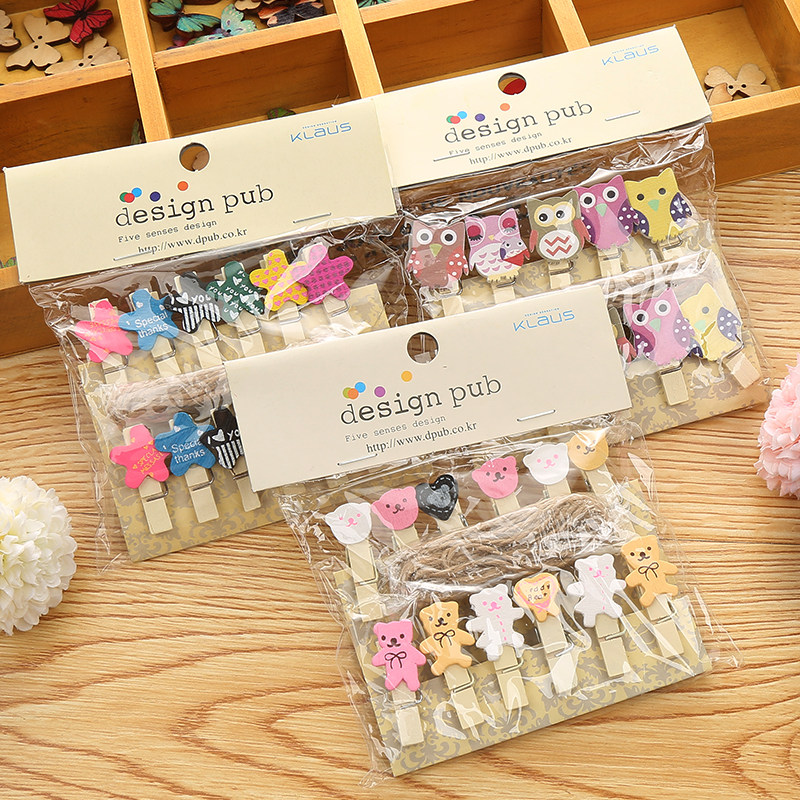 Cartoon colorful decorative small wooden clips and photo wall clips ...