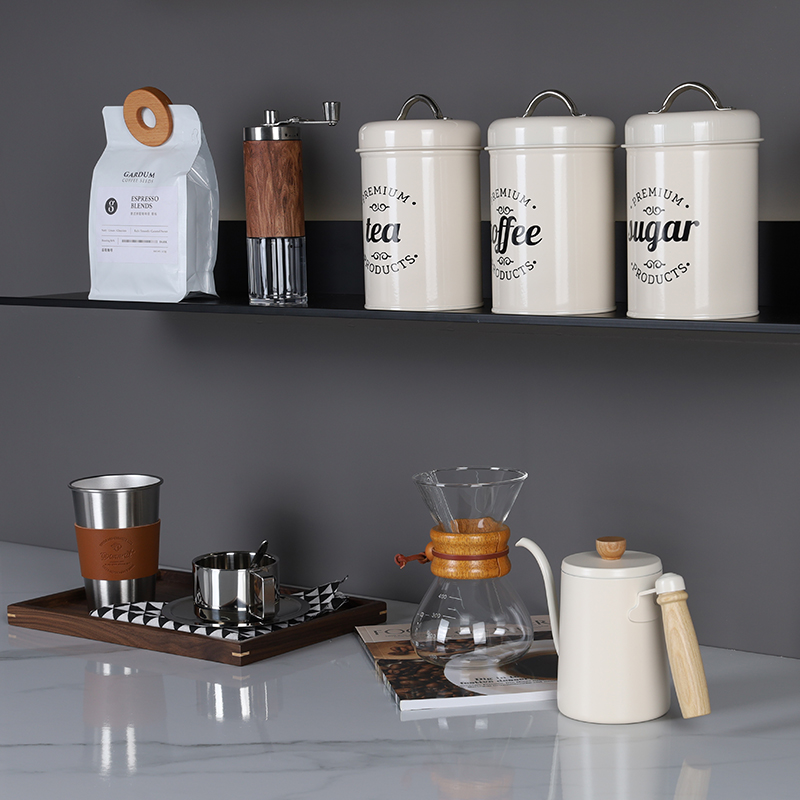 3ZBY咖啡厅装饰品咖啡豆样板间厨房简约储物罐瓶道具系列层架组合-阿里巴巴