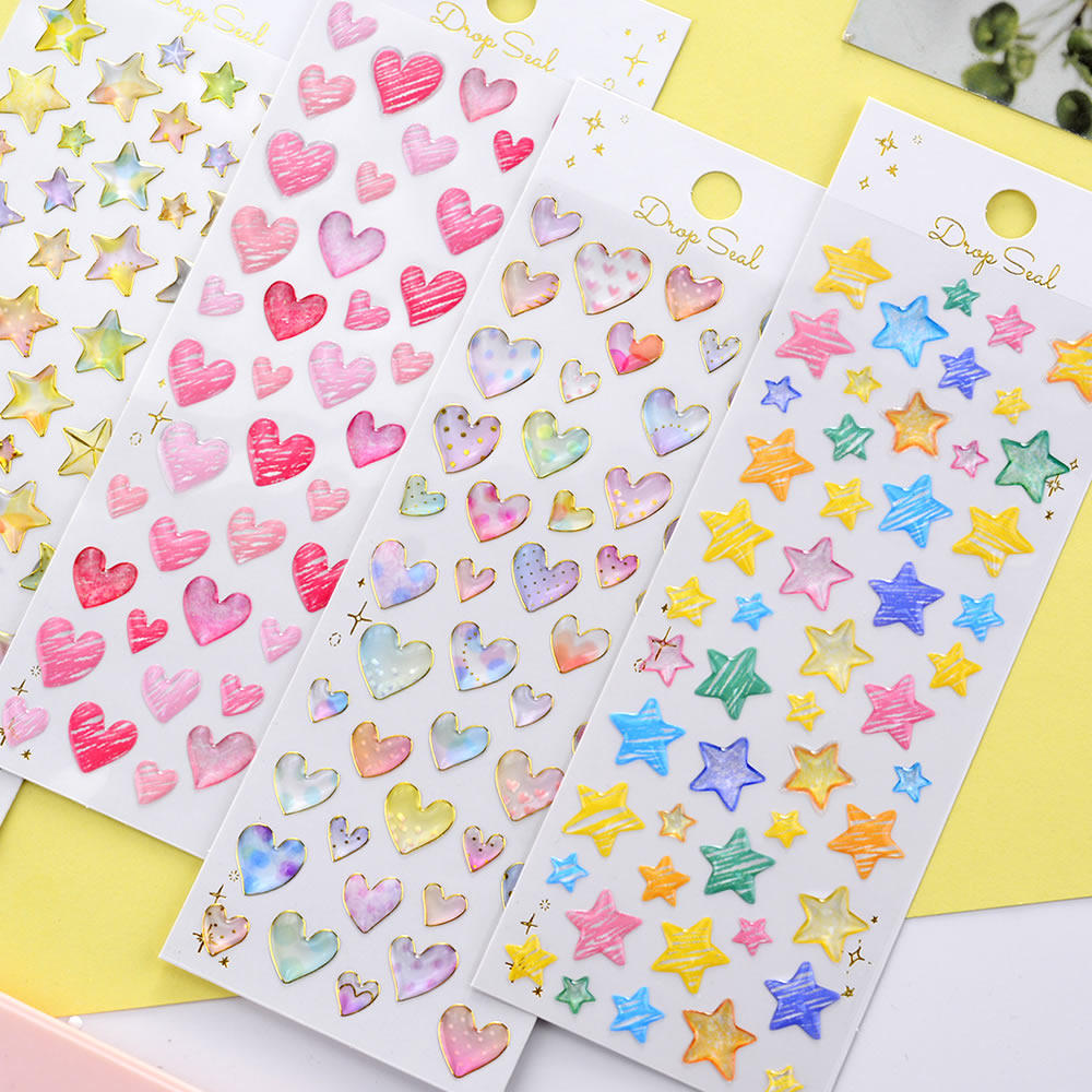 🌟 Red heart star hot stamping 3d crystal stickers - perfect for kids ...