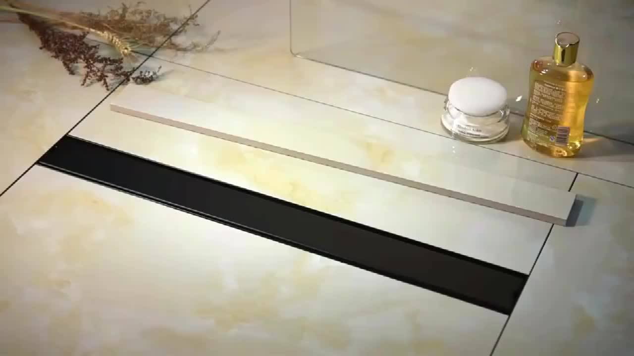 Black Concealed Invisible Long Stainless Steel Floor Drain Tile Insert ...