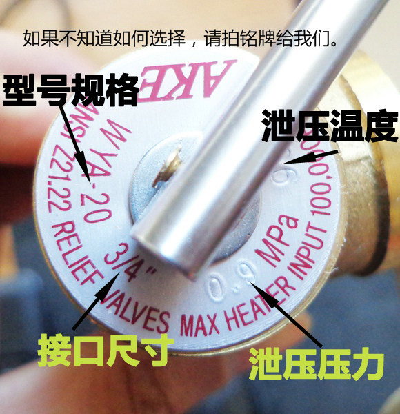 AKE pressure relief valve 99 degree TP valve WYA-15 safety valve WYA-20 ...