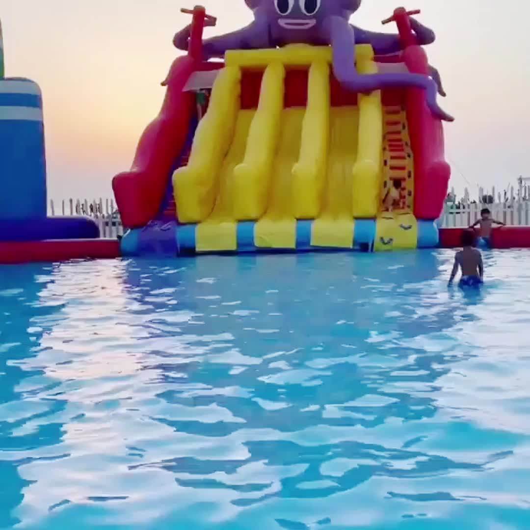 Outdoor 30 Foot Tall Inflatable Water Slide With Big Pool Kids Water ...