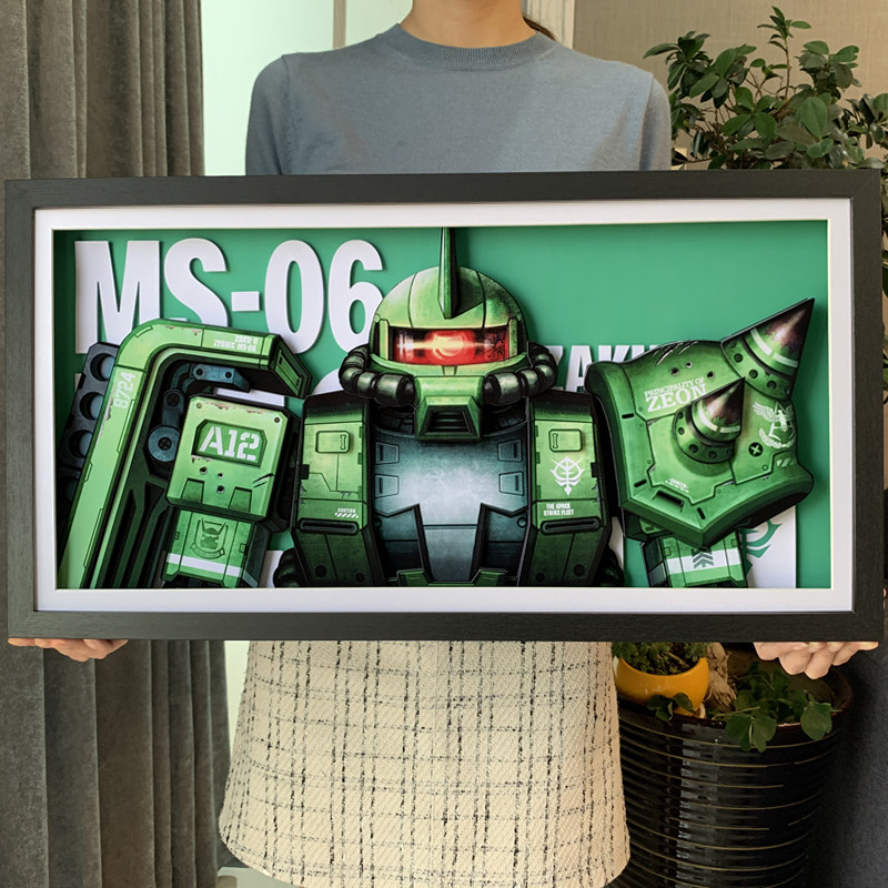 红绿扎古MS06：万代高达装饰画，动漫迷的梦幻礼物🎁-工艺画-淘宝百科网
