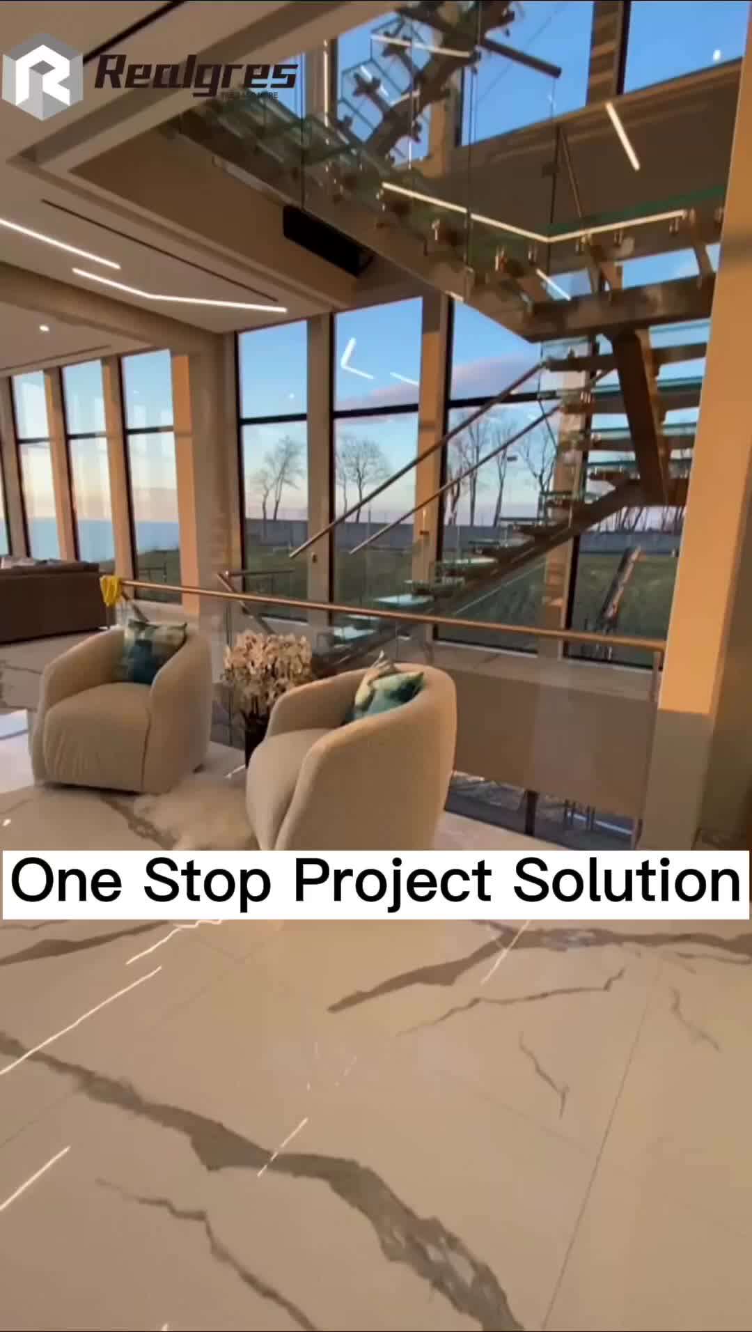 Large Format Granite Slabs Villa Floor Ceramic Full Body White Sintered ...