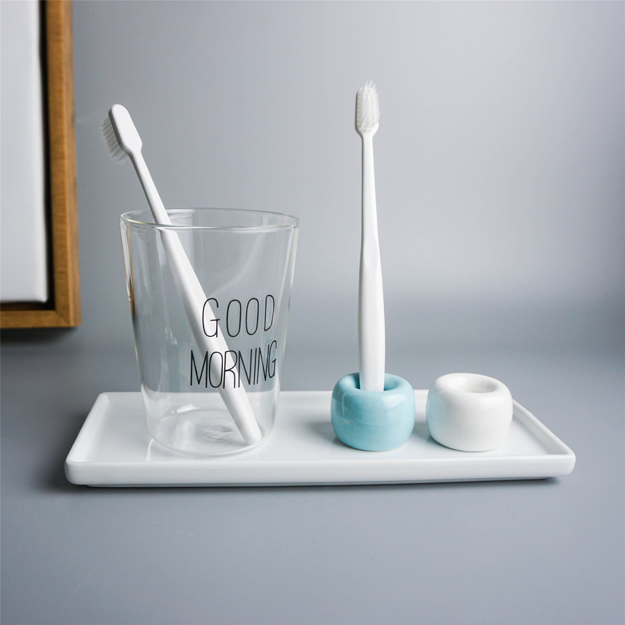 Buy Japanese style porcelain toilet tray rectangular teeth brush cup ...
