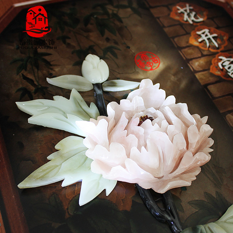 New Chinese jade jade carving decorative painting Living room wall ...