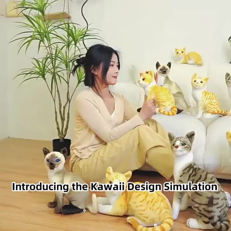 Kawaii Design Simulation Fur Toy Cat Fur Plush Cat Model Fake Cat ...