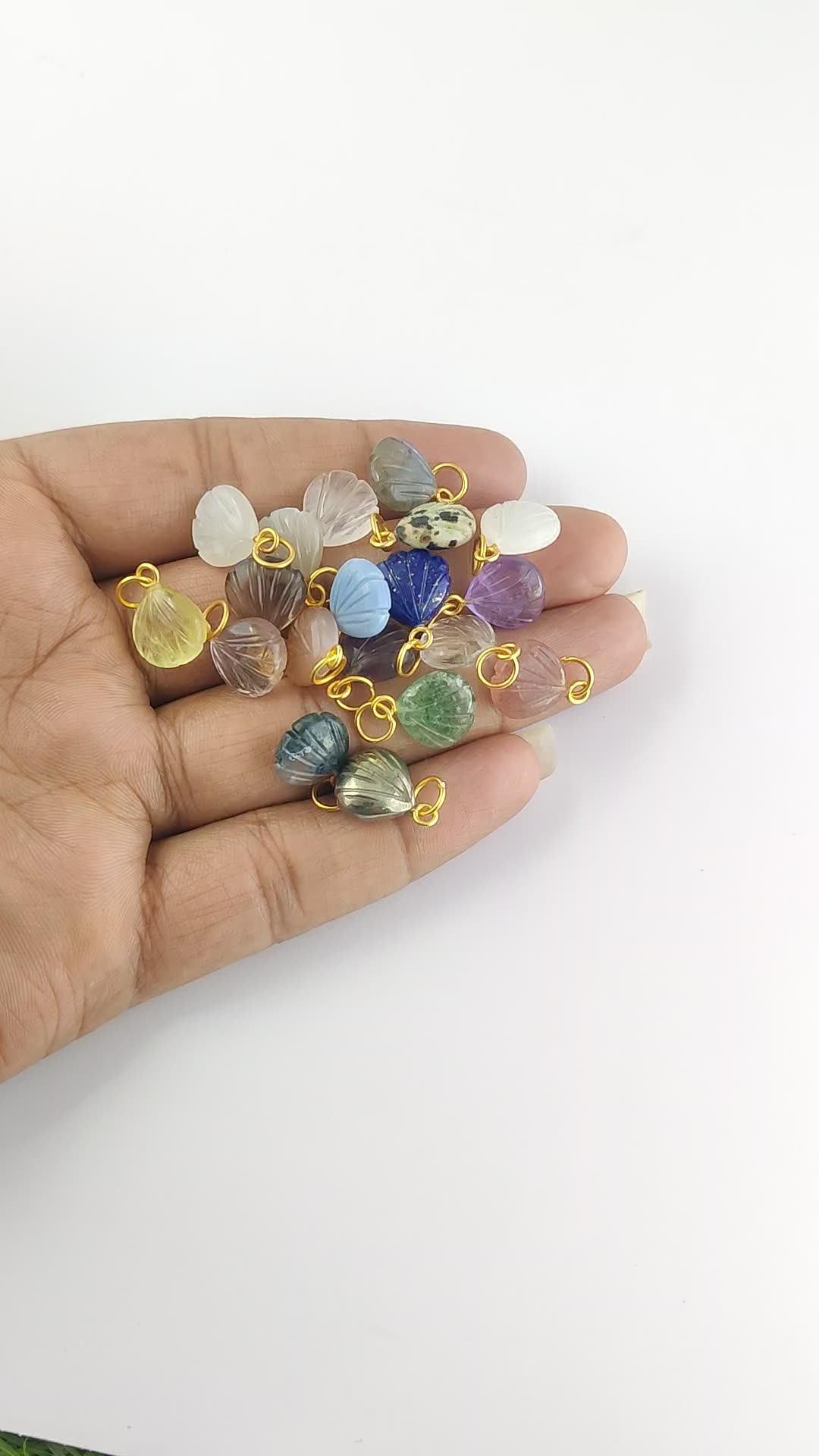 Gemstone Sea Shell Carved 925 Sterling Silver Gold Vermeil Pendant ...