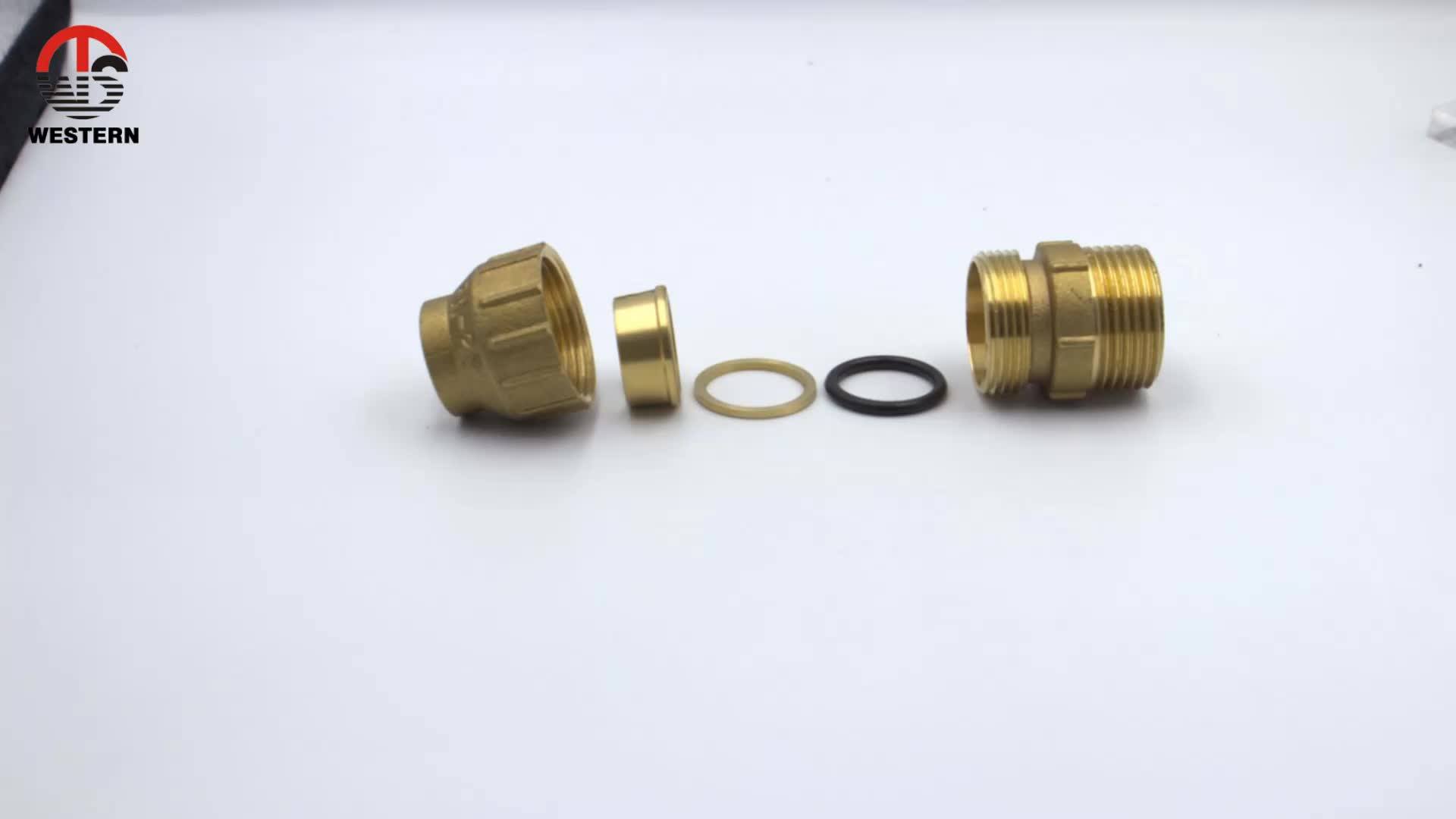 Lead Free Brass Union Coupling 3/8" Comp Brass Tube Fitting Union 3/4 ...