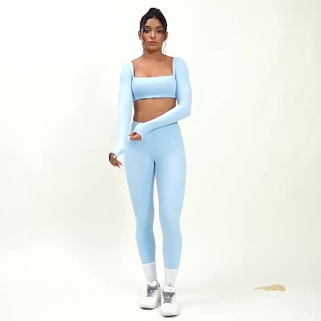 Wholesale Piece Yoga Set Gym Workout Clothes Long Running Pants Women ...