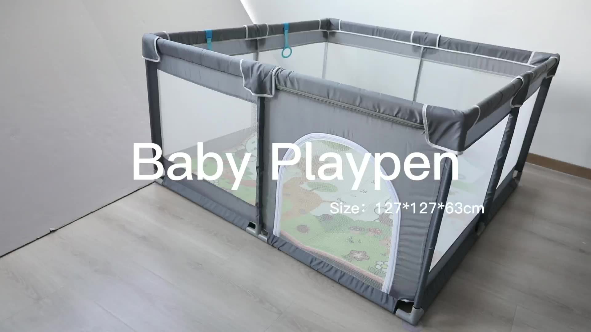 Portable 127*127cm Metal Corral For Babies Breathable Mesh Children's ...