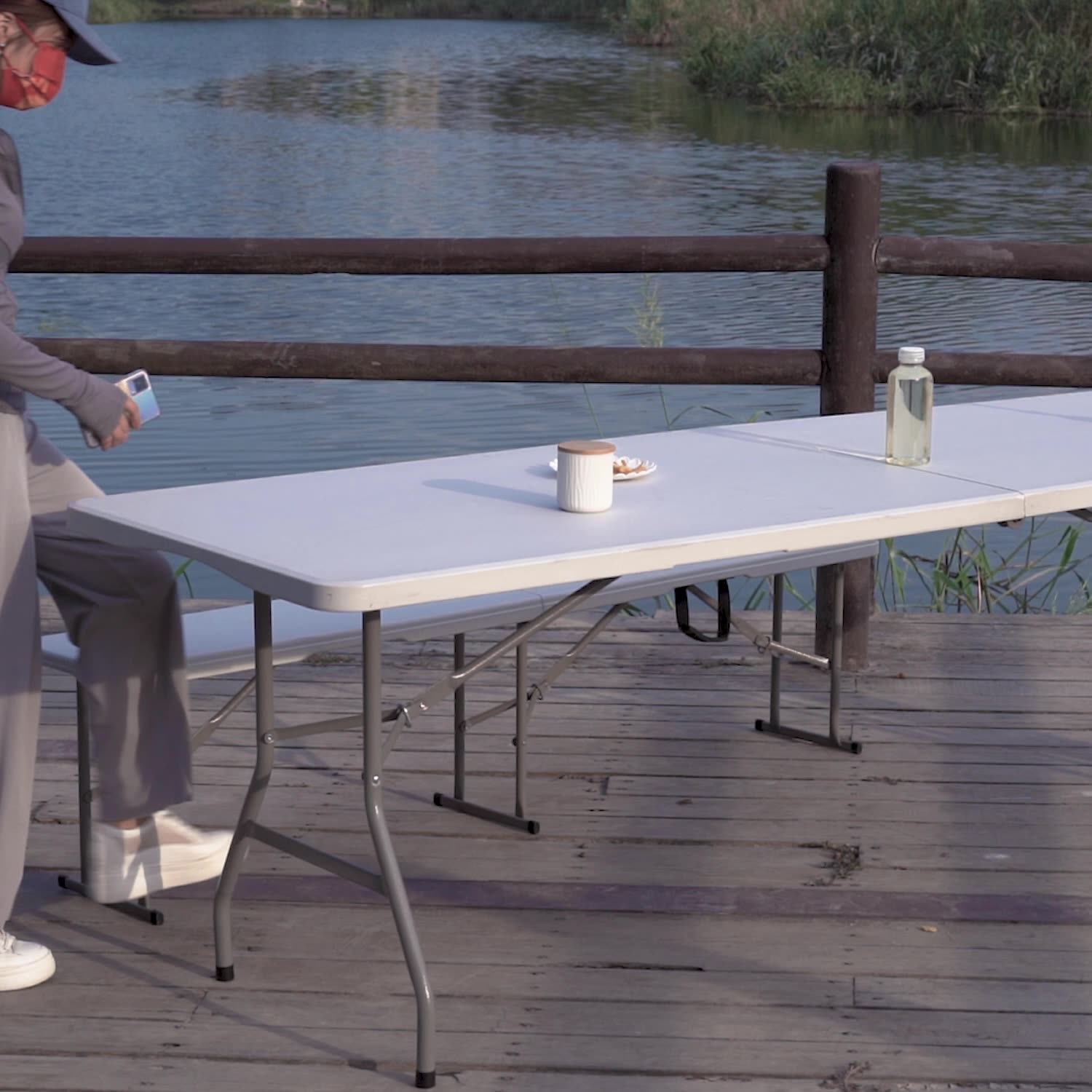 4 Foot Granite White Plastic Folding Table Folded Stand Plastic Table ...