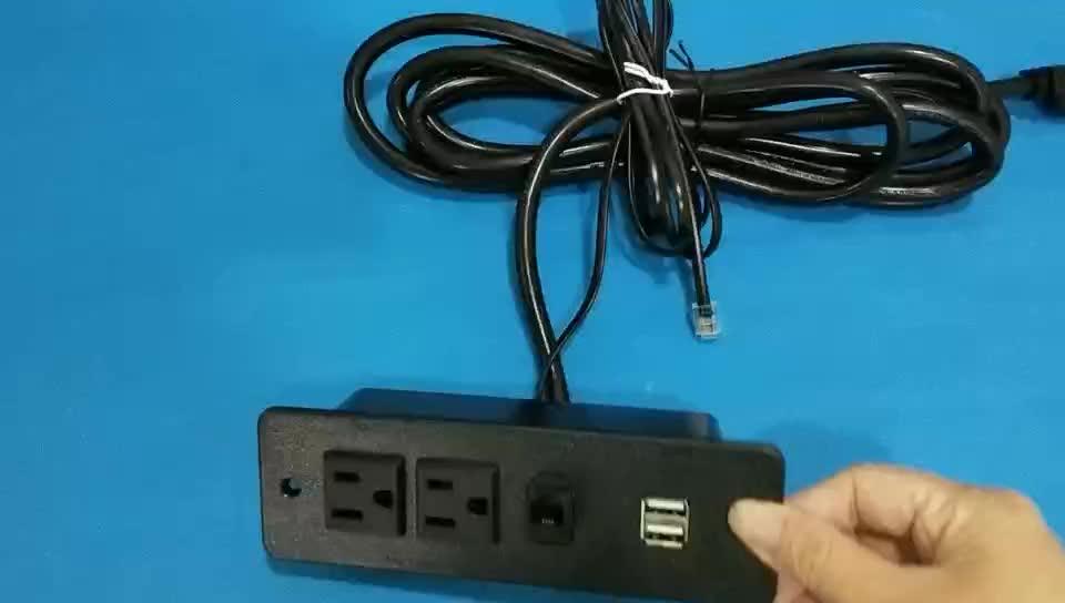 Rectangular Built In Desk Us Plug Power Electric Socket With Rj11 Port ...