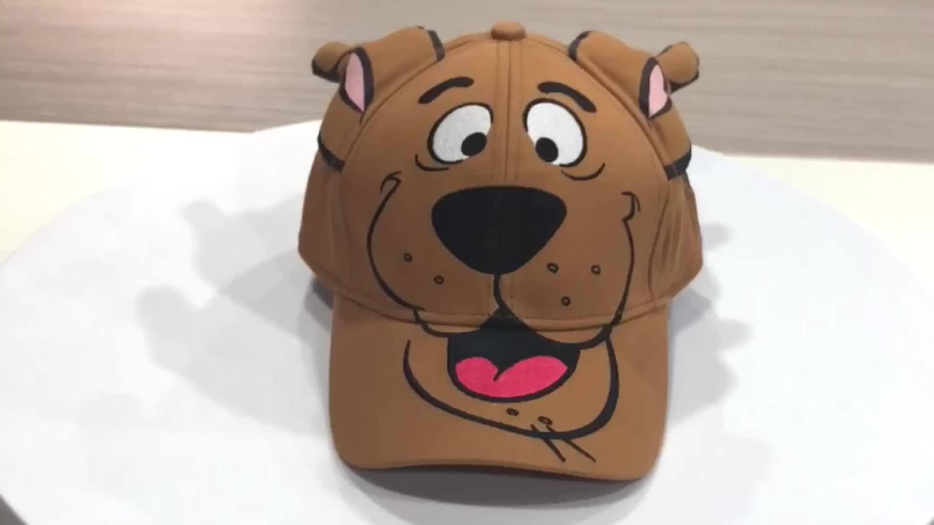 Custom Low Profile Embroidered Cartoon Face Cap 6 Panel Kids Baseball ...