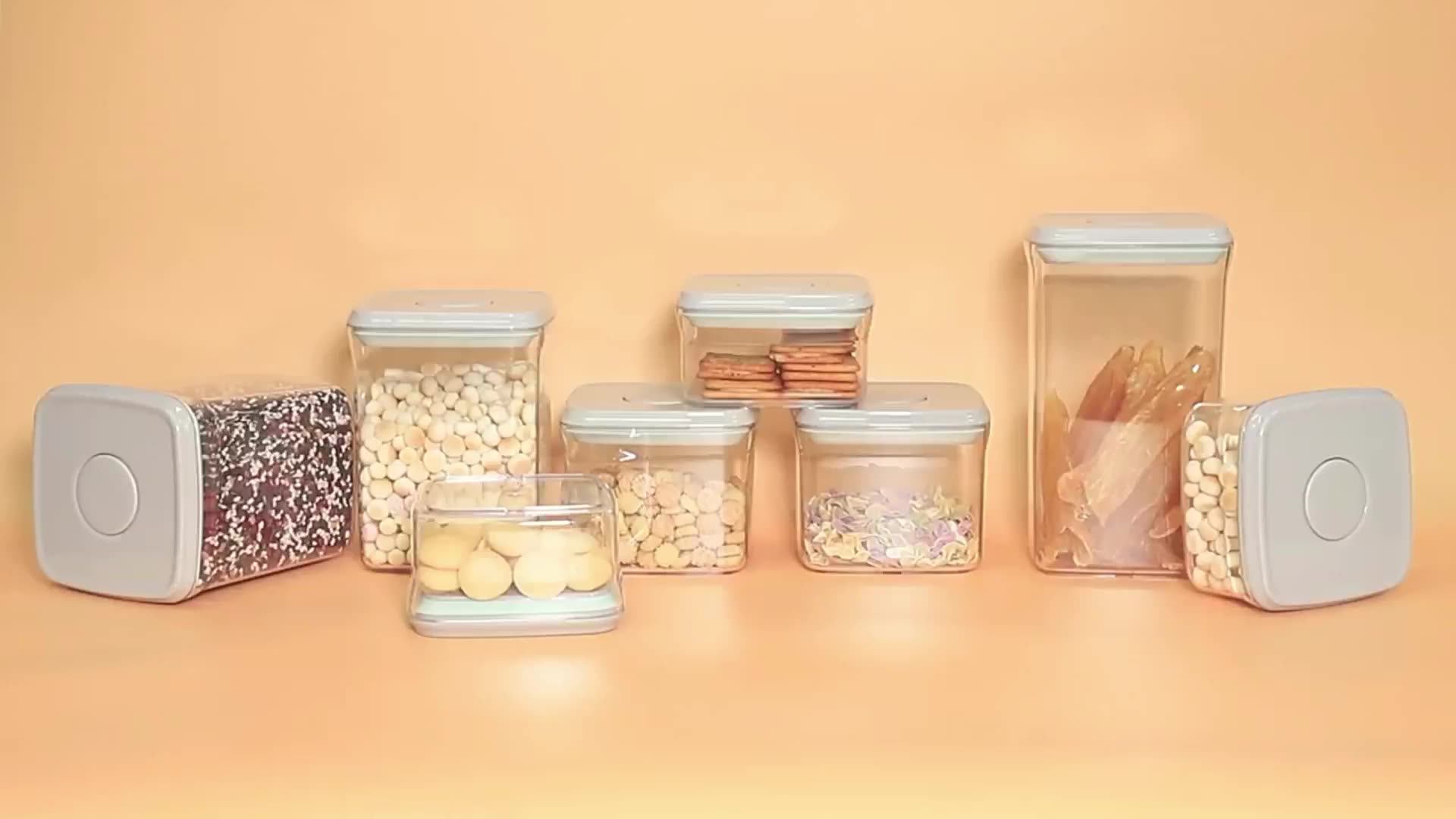 Plastic Sealed Cans Kitchen Cereal Containers Pantry Clear Grain ...