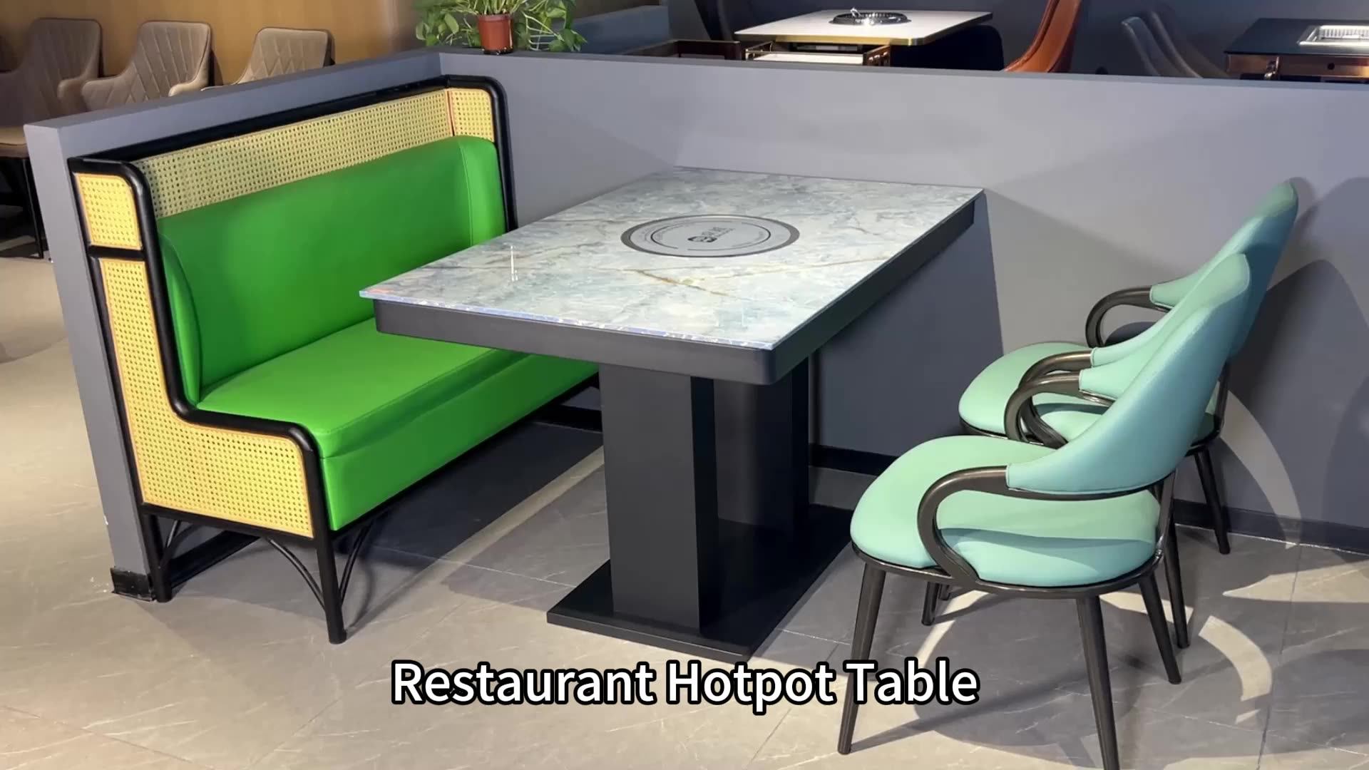 Restaurant Furniture Dining Table Set Built In Smokeless Commercial ...