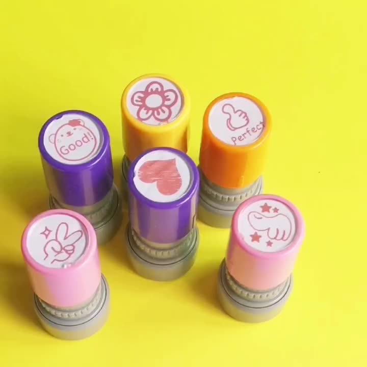 Factory Stamper Customizable Color Kid Toy Pattern Round Name Stamp For ...